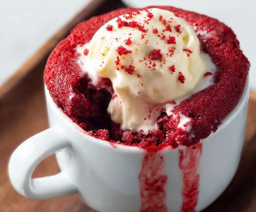Easy Red Velvet Mug Cake for Valentine's