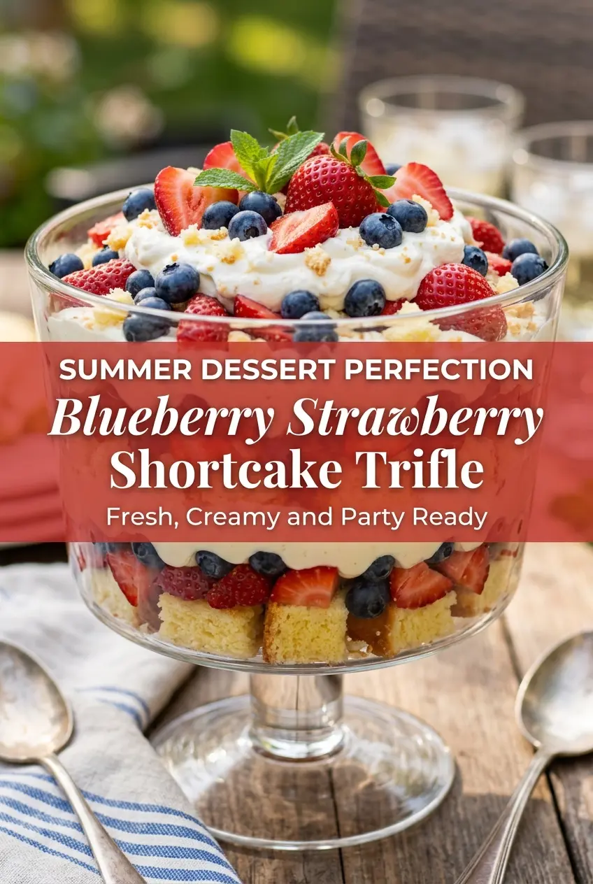 Blueberry Strawberry Shortcake Trifle (No-Bake)